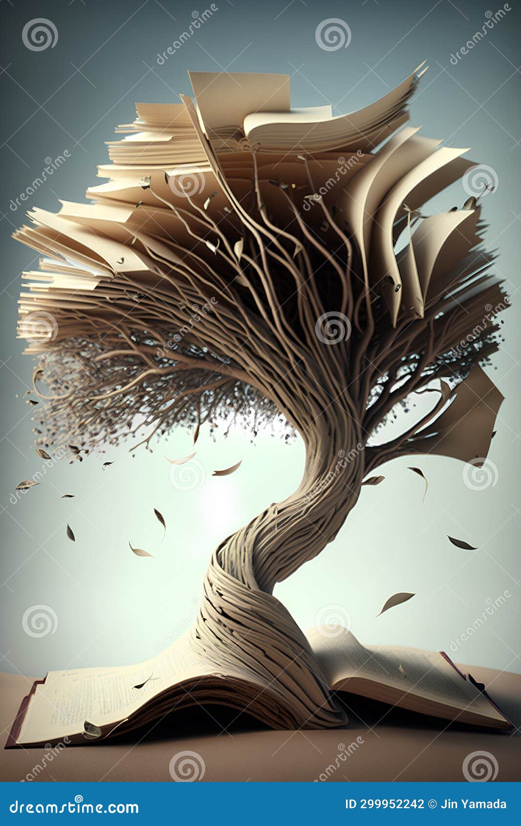 Tree Made of Old Books. Conceptual Image Stock Illustration ...