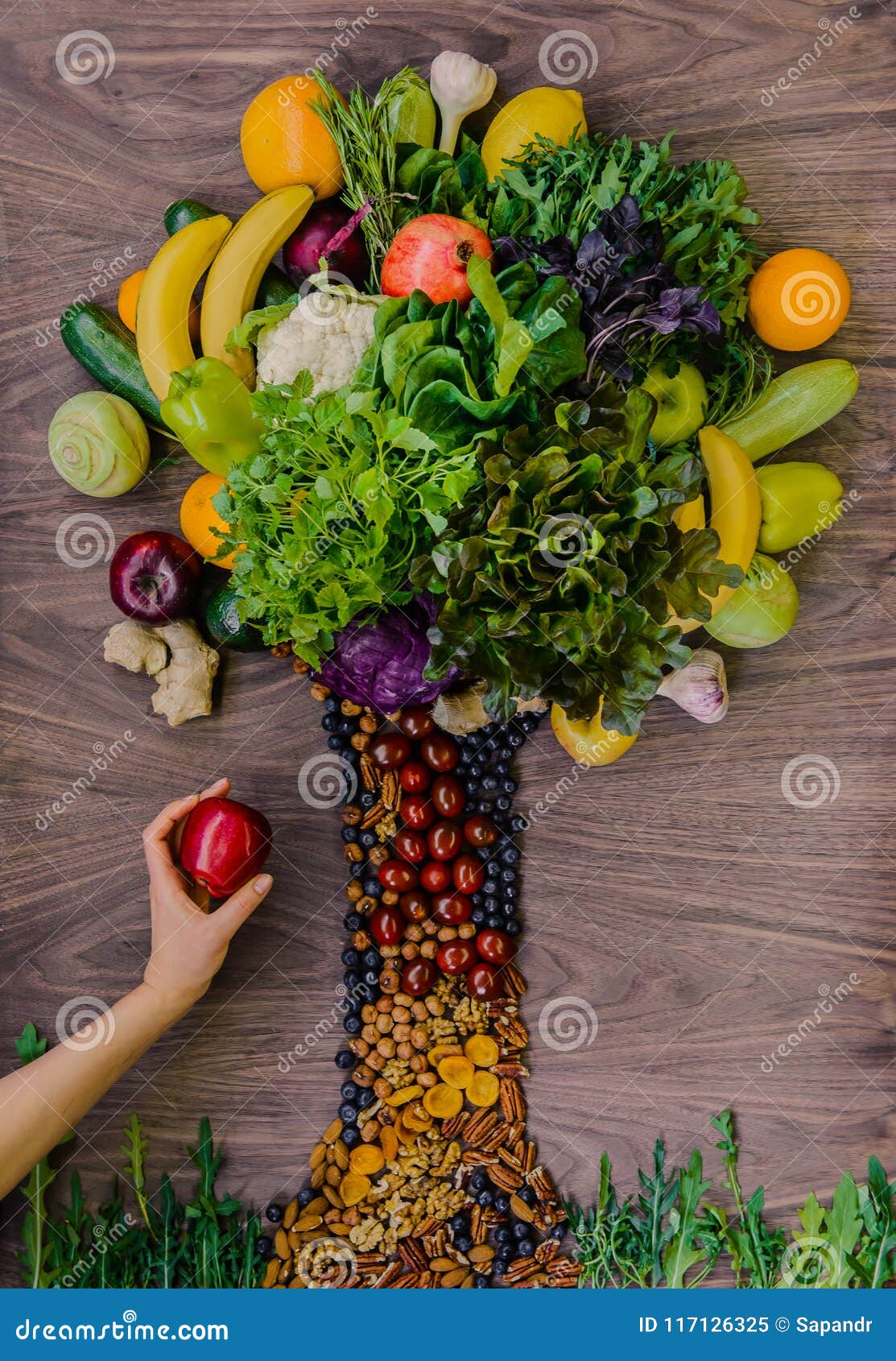 A Tree Made from Organic Fresh Groceries Stock Image - Image of arugula ...