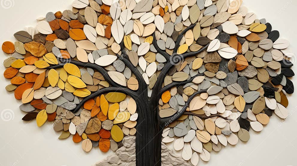 A Tree Made Out of Different Colored Pebbles Stock Illustration ...