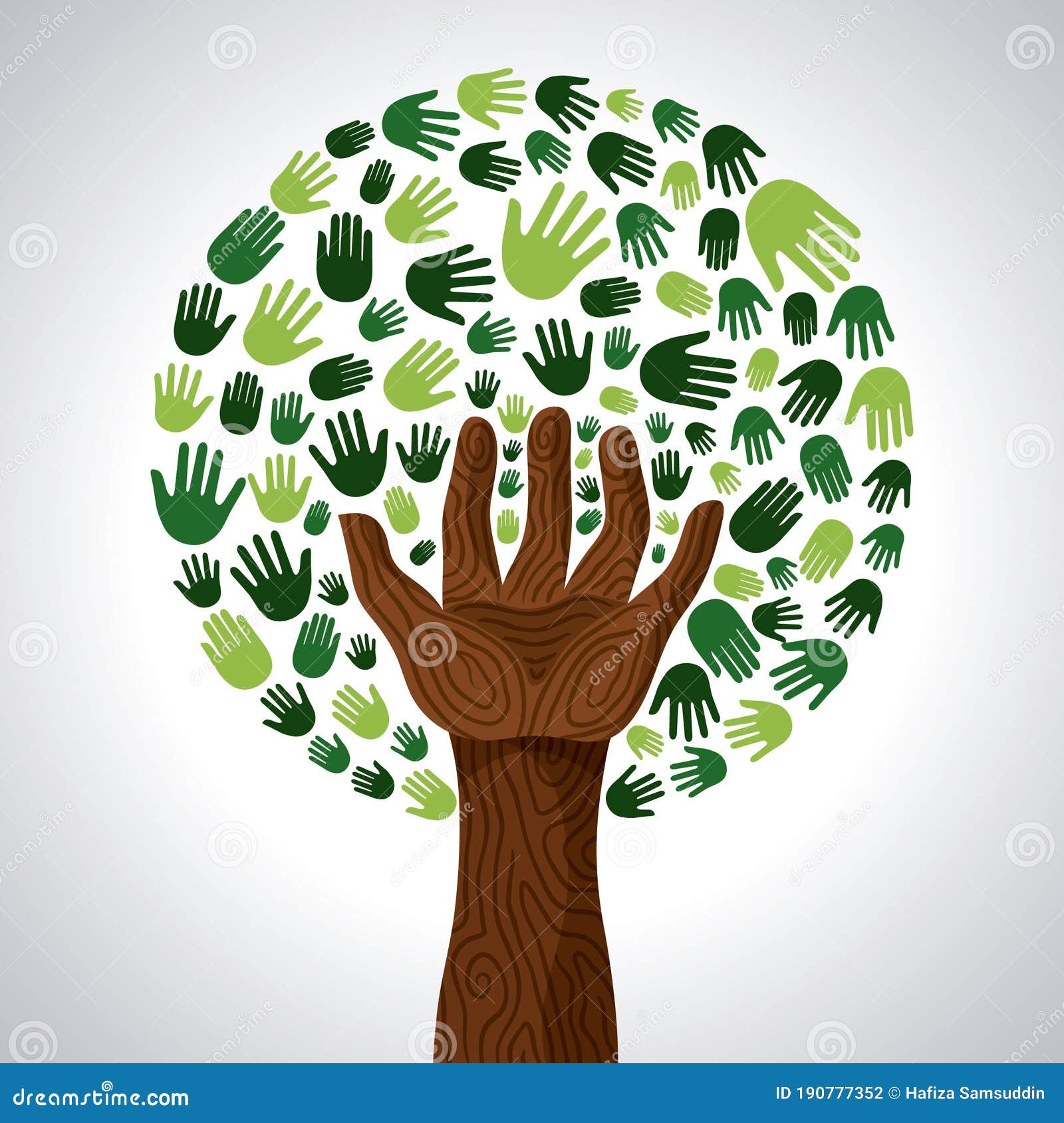 A Tree Made Out of Hands. Vector Illustration Decorative Design Stock ...