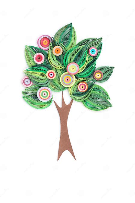 Tree made in quilling art stock photo. Image of creativity - 90856296