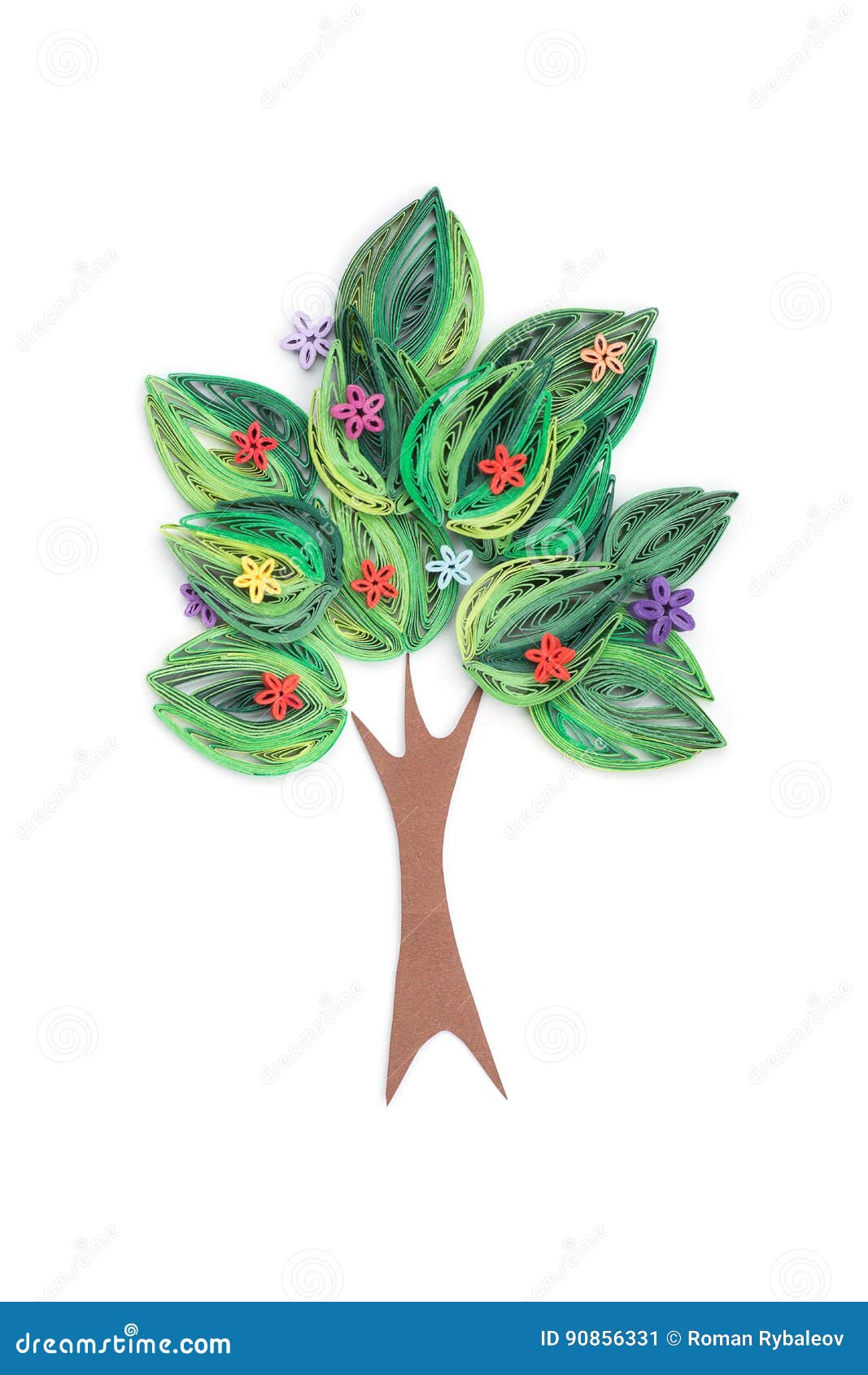 Tree made in quilling art stock image. Image of isolated - 90856331