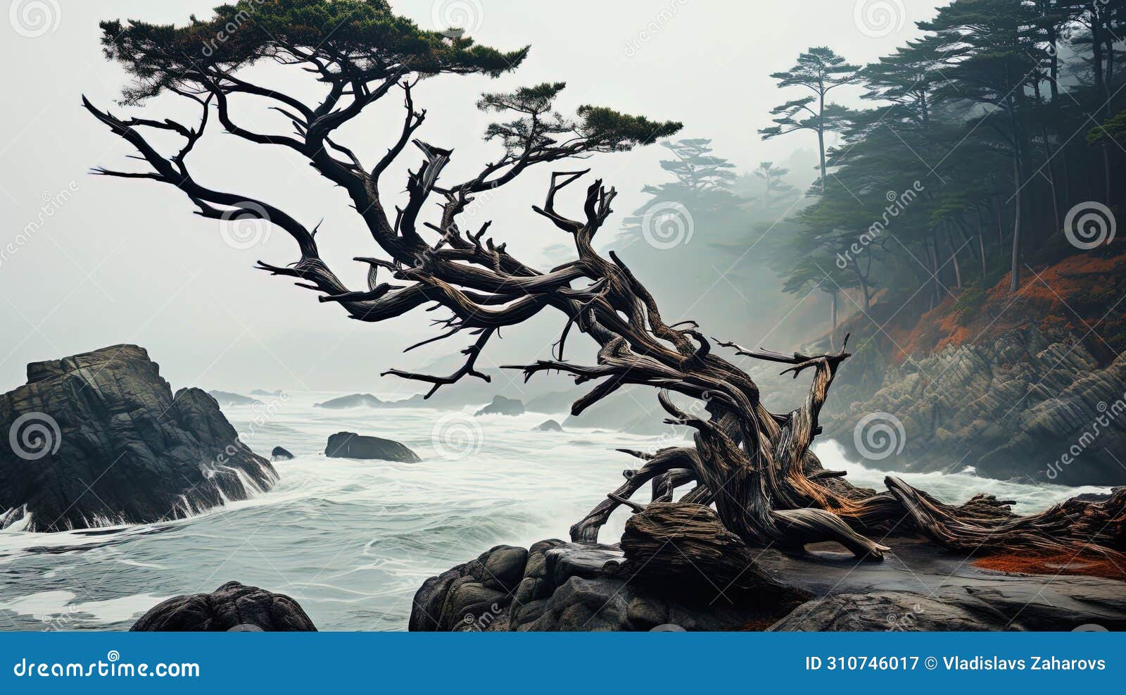 The Tree, Majestically Standing on the Edge of a Cliff or Cliff, Like a ...