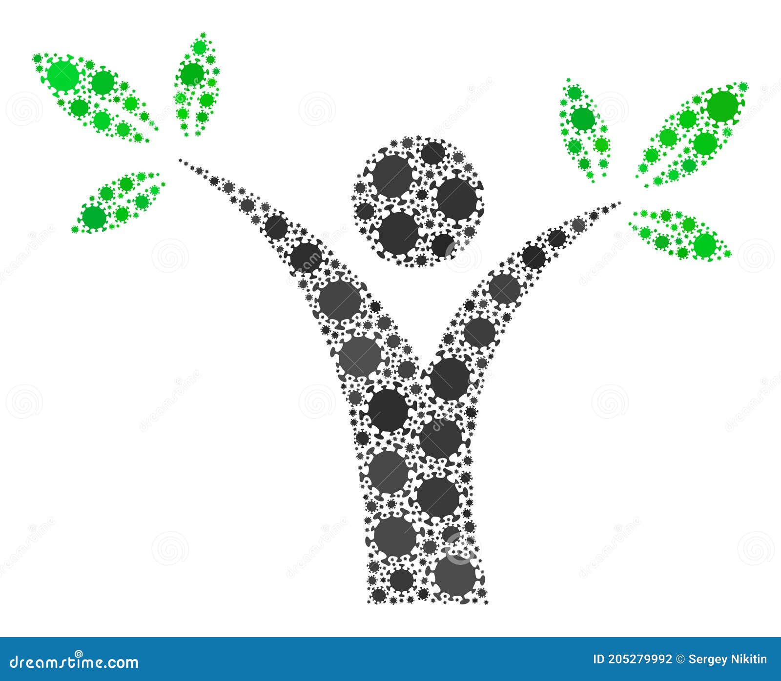 Tree Man Covid Virus Mosaic Icon of Infection Items Stock Vector ...