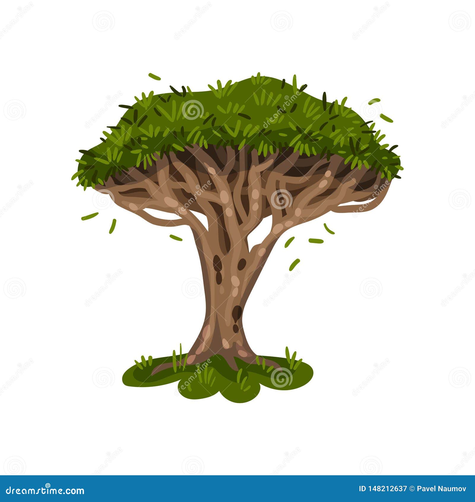 Tree with Many Branches. Vector Illustration on White Background. Stock ...