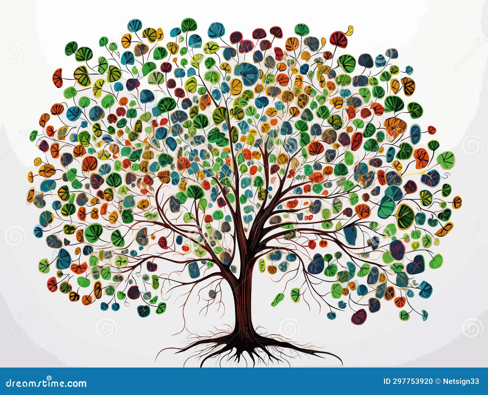 A Tree with Many Leaves - a Tree Composed of Many Colorful Clover Stock ...