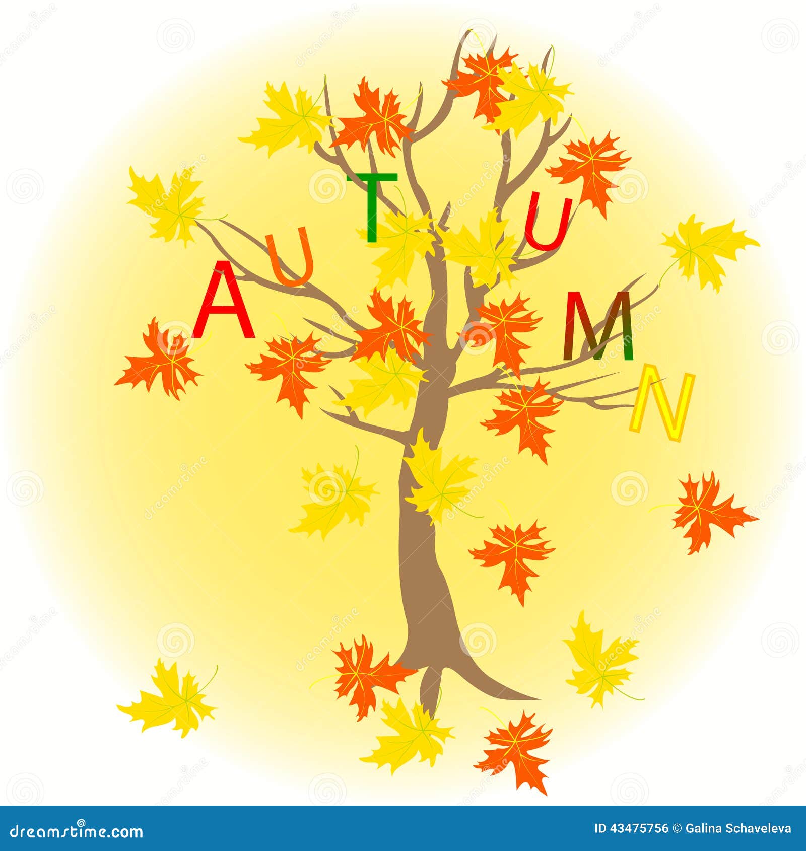 Tree Maple with Letters Autumn Stock Illustration - Illustration of ...