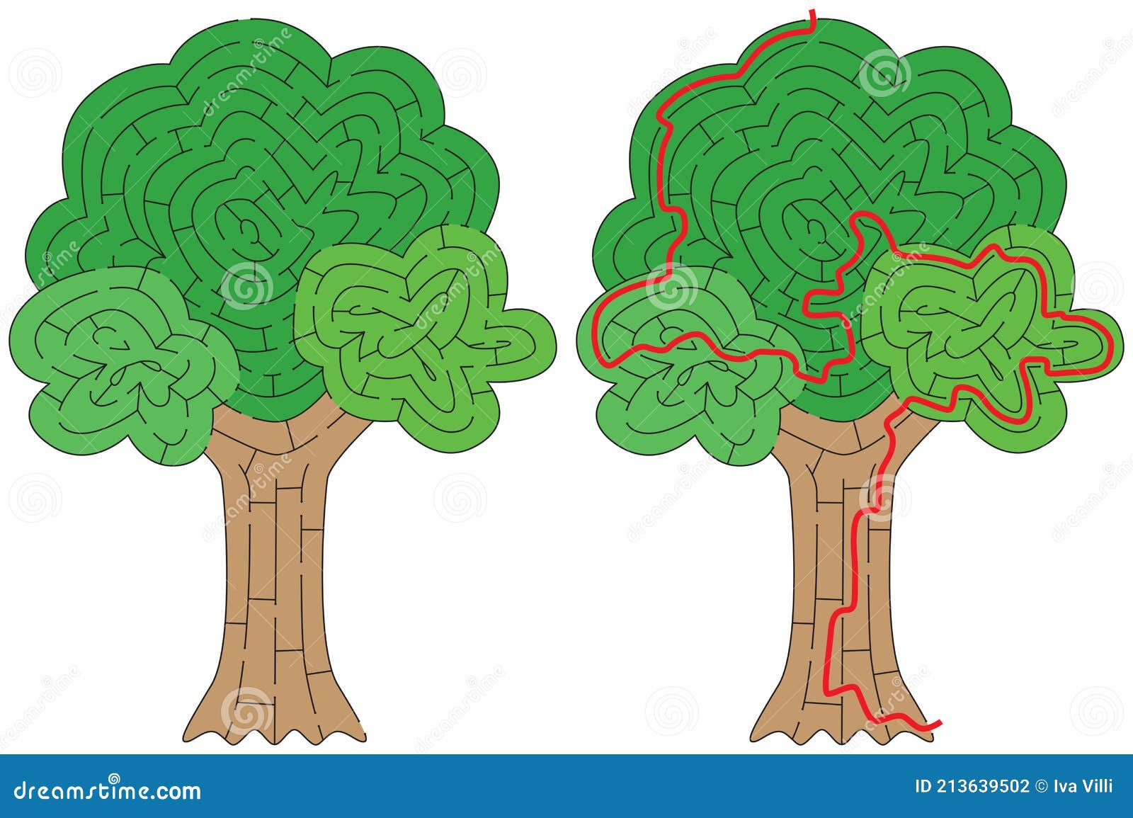 Tree maze stock vector. Illustration of easy, drawing - 213639502