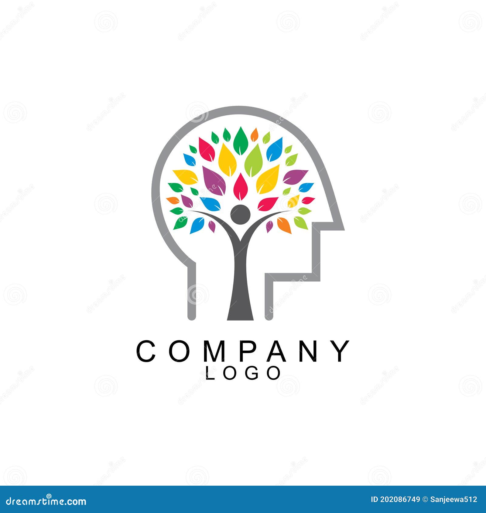 Tree with Mind Logo Design Vector Stock Vector - Illustration of ...