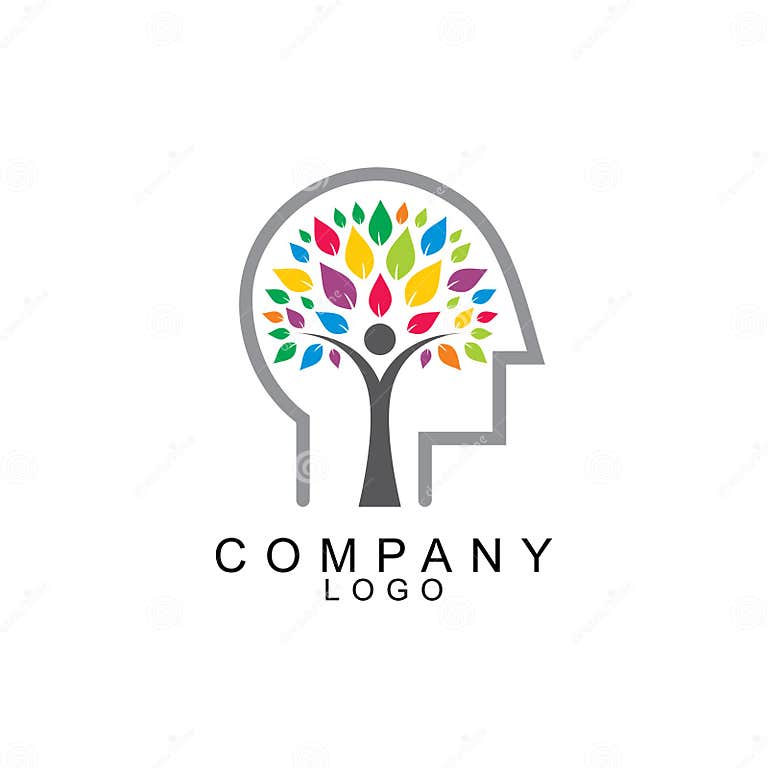 Tree with Mind Logo Design Vector Stock Vector - Illustration of ...