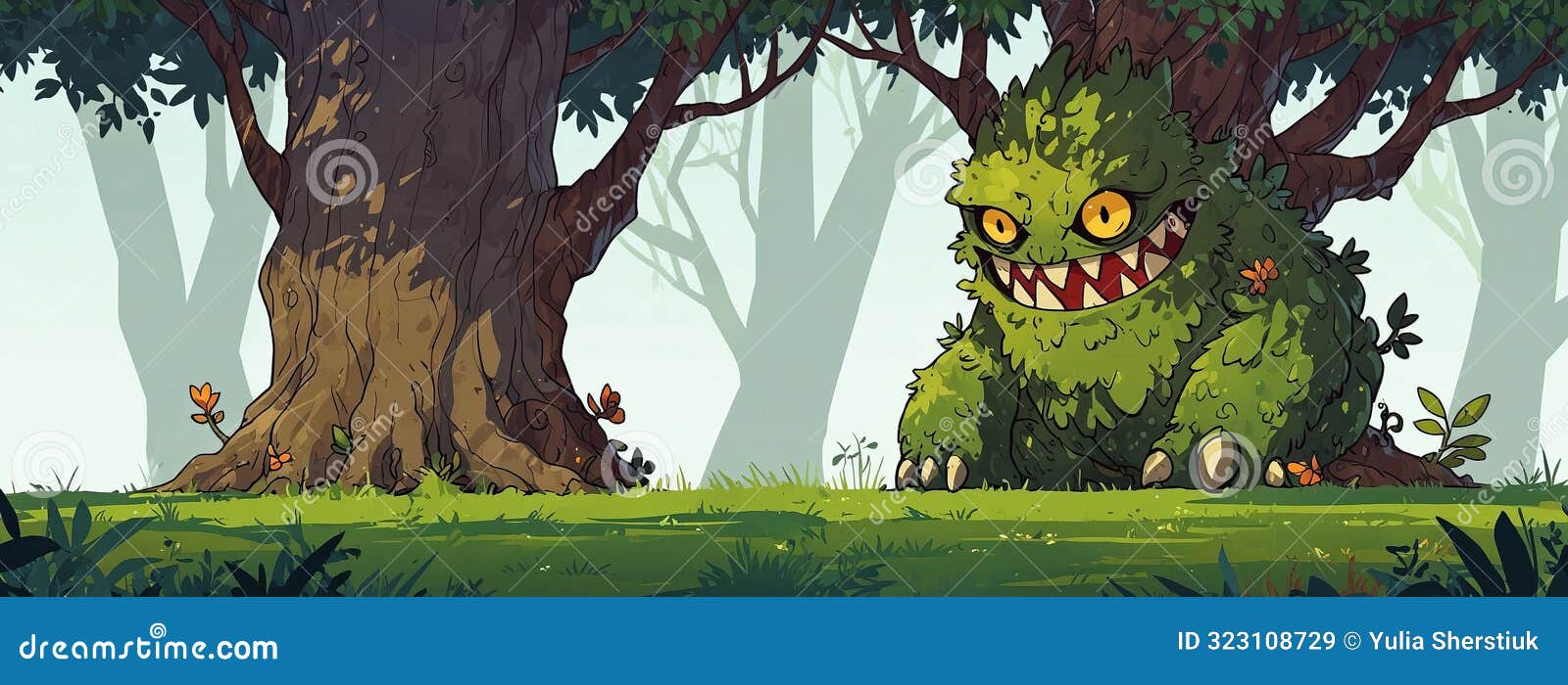 A Tree Monster Storybook Illustration 2d Game Art. Royalty-Free Cartoon ...