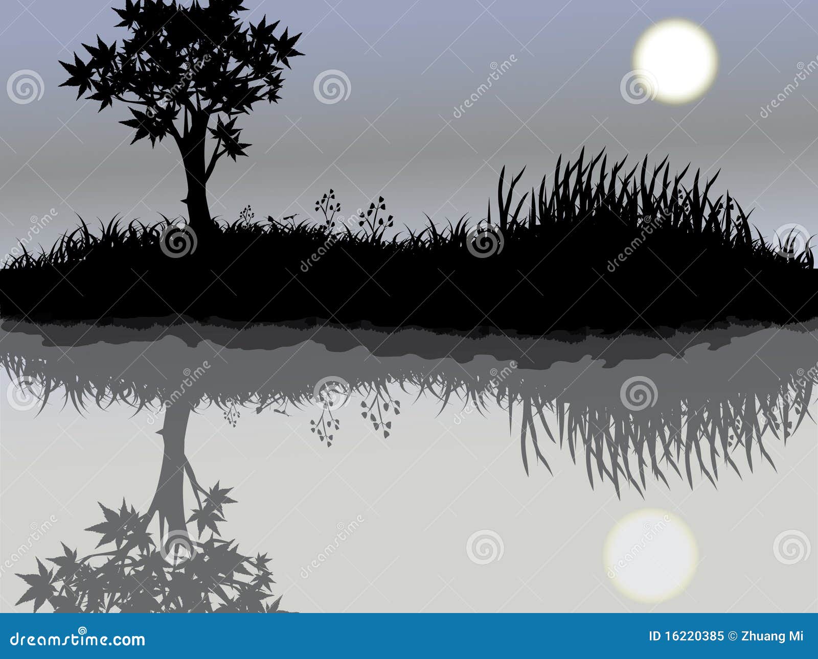 Tree and moon stock vector. Illustration of dark, death - 16220385
