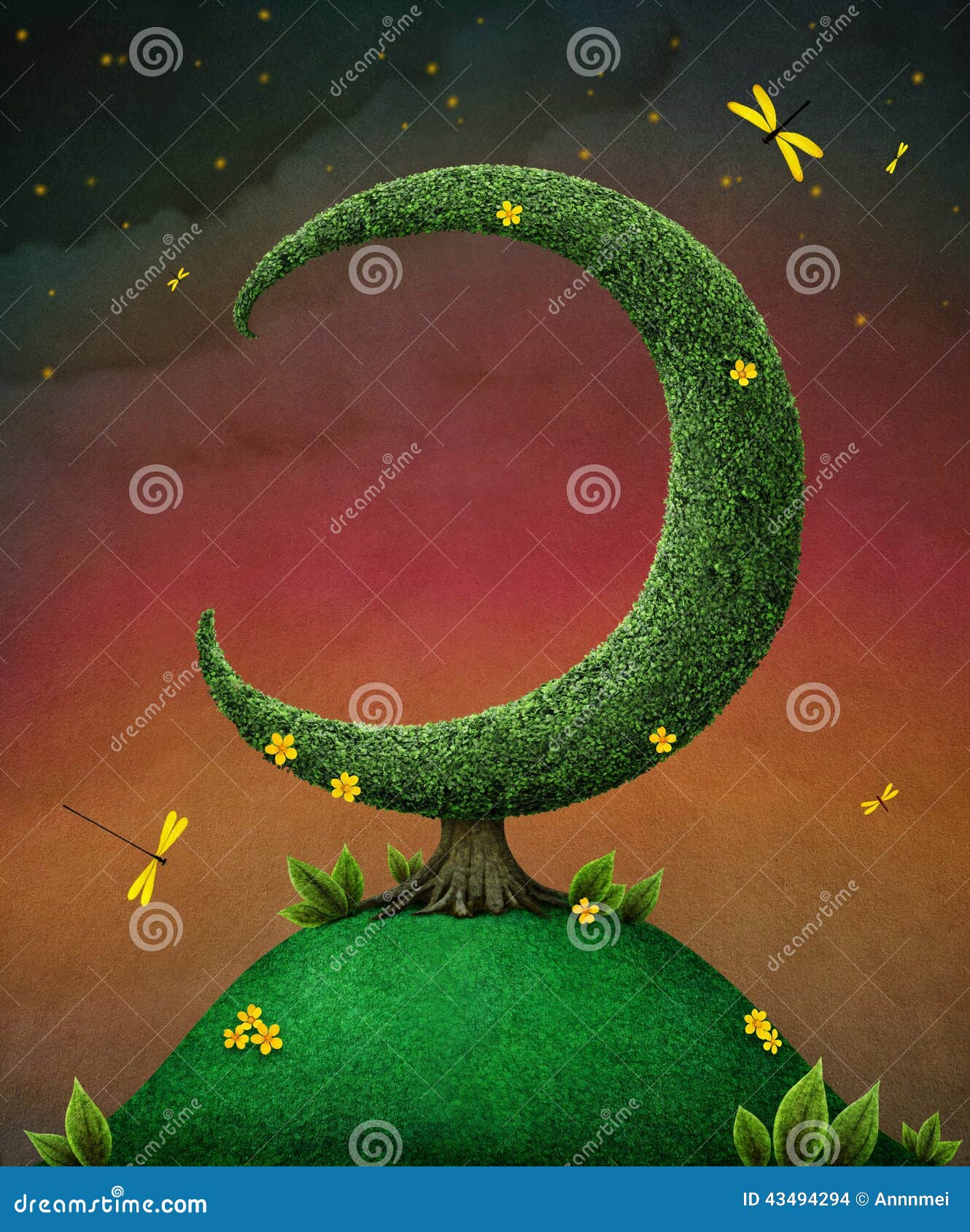 Tree Moon stock illustration. Illustration of drawing - 43494294