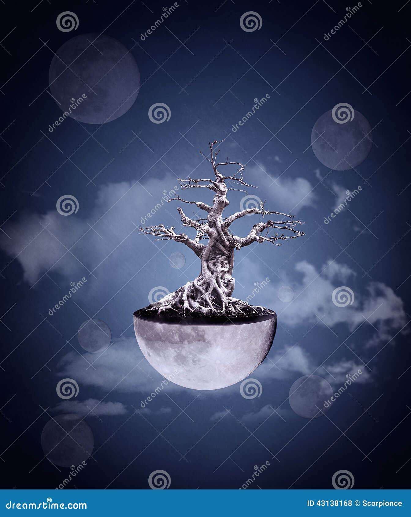 Tree on moon stock illustration. Illustration of moon - 43138168