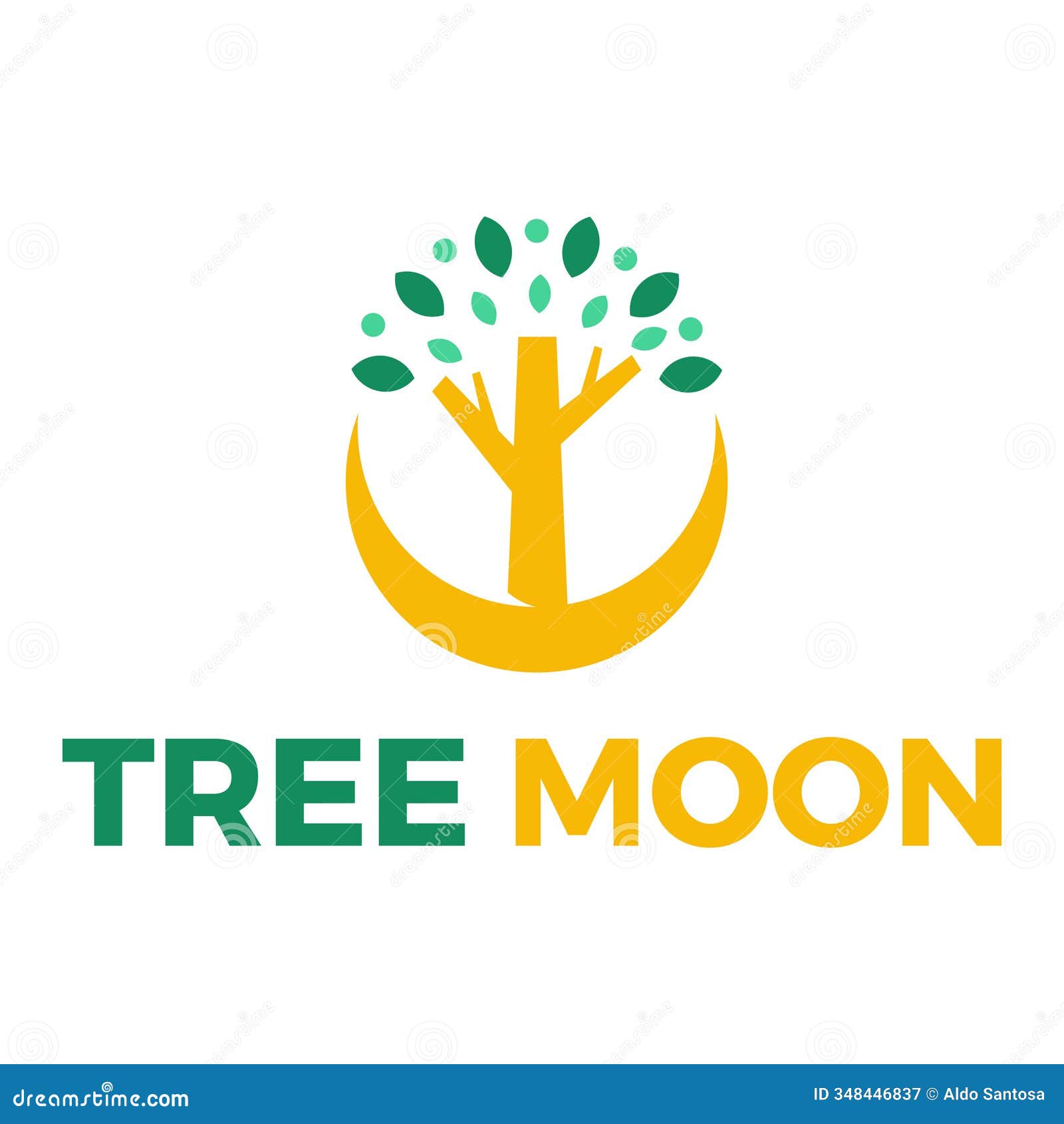 Tree And Moon Logo Illustrations Cartoon Vector | CartoonDealer.com ...