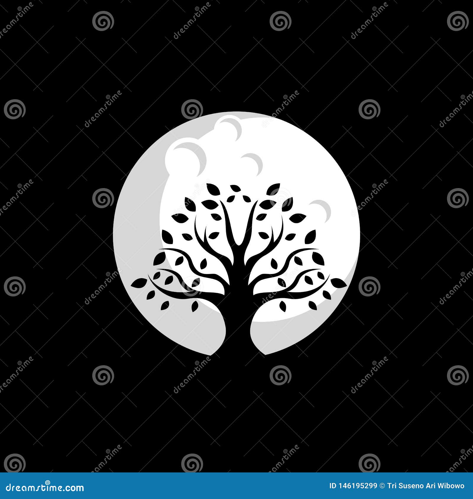 Tree Moon Logo Design,vector,illustration Ready To Use Stock ...