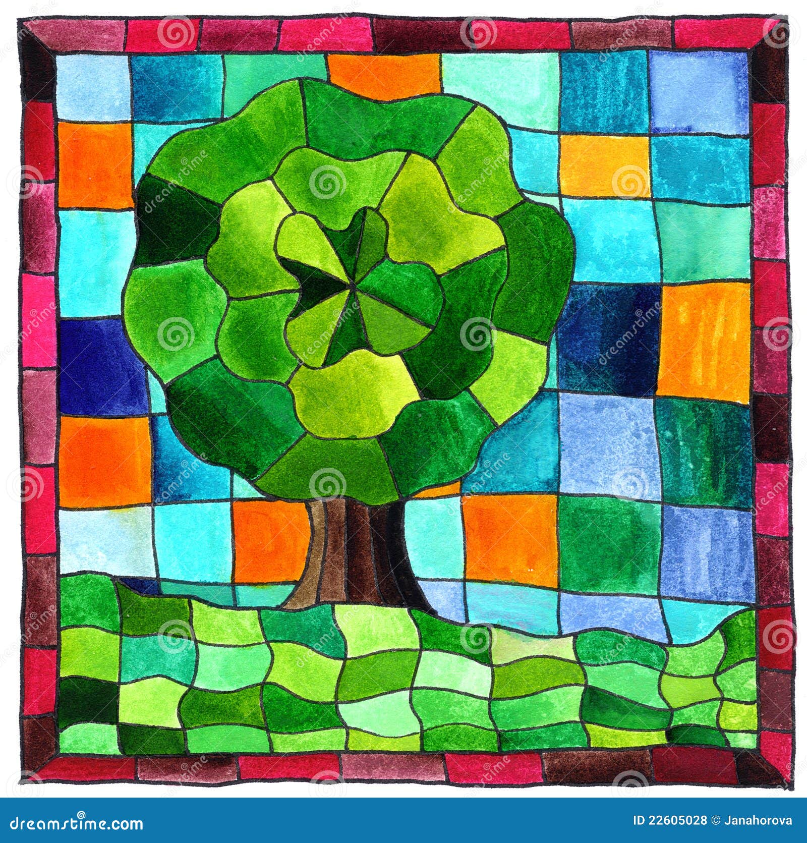 Tree mosaic stock illustration. Illustration of sunny - 22605028