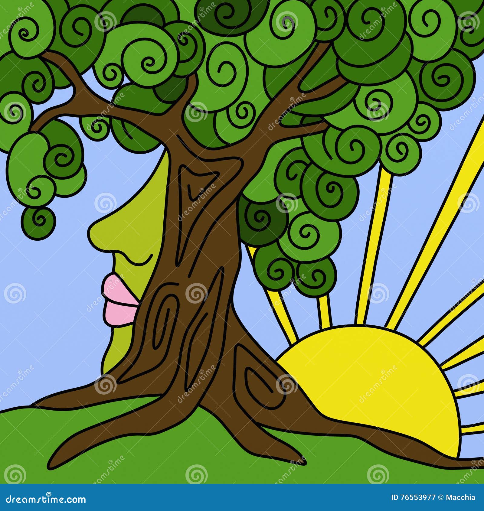Tree and Mother Nature stock illustration. Illustration of landscape ...