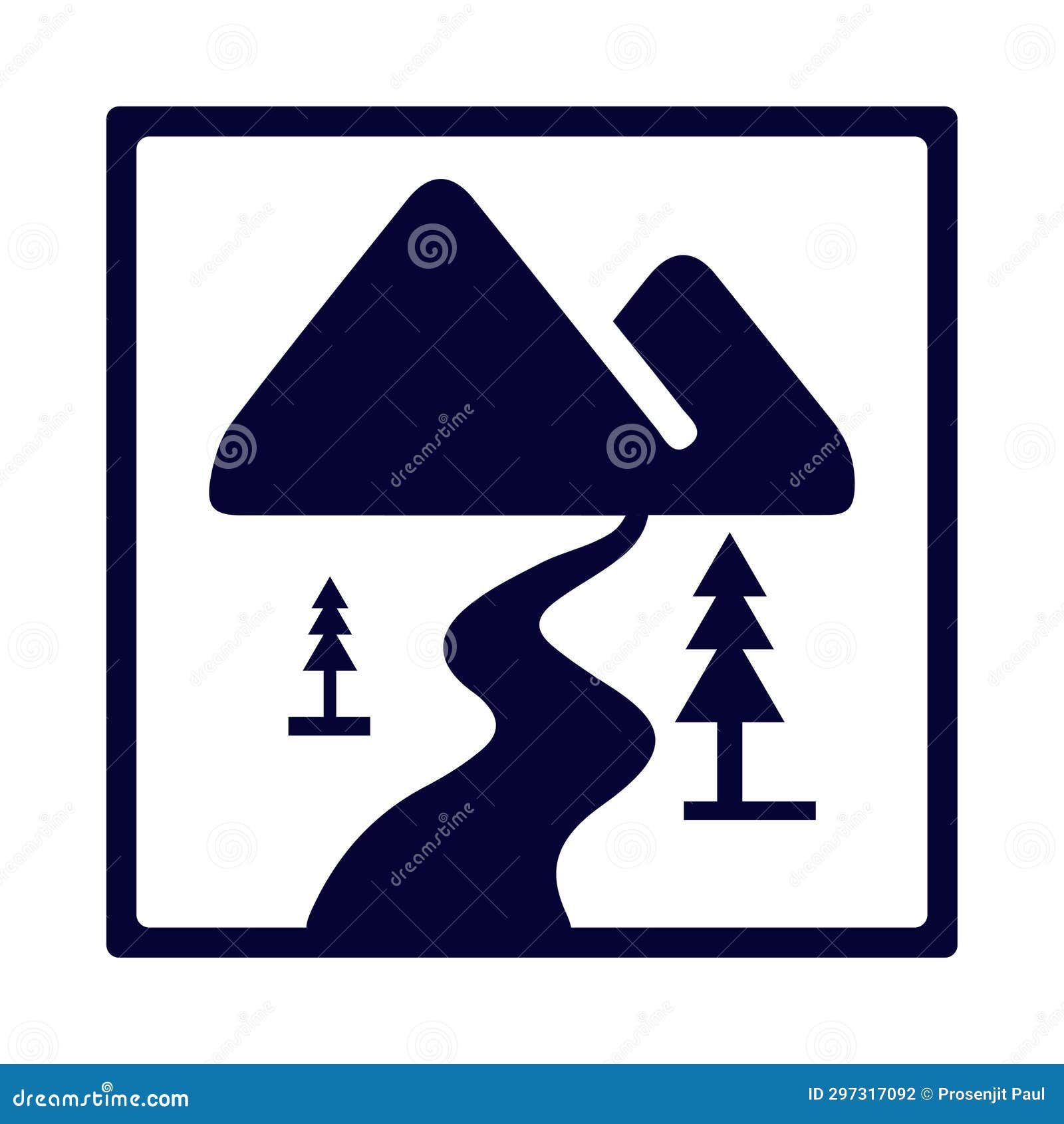 Tree, Mountain, Road, Adventure Road Icon Stock Vector - Illustration ...