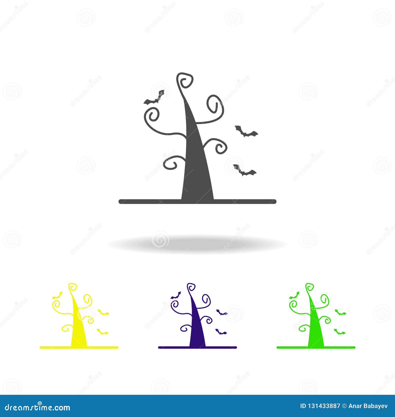 Tree Multicolored Icon. Element of Ghost Elements Illustration Stock ...