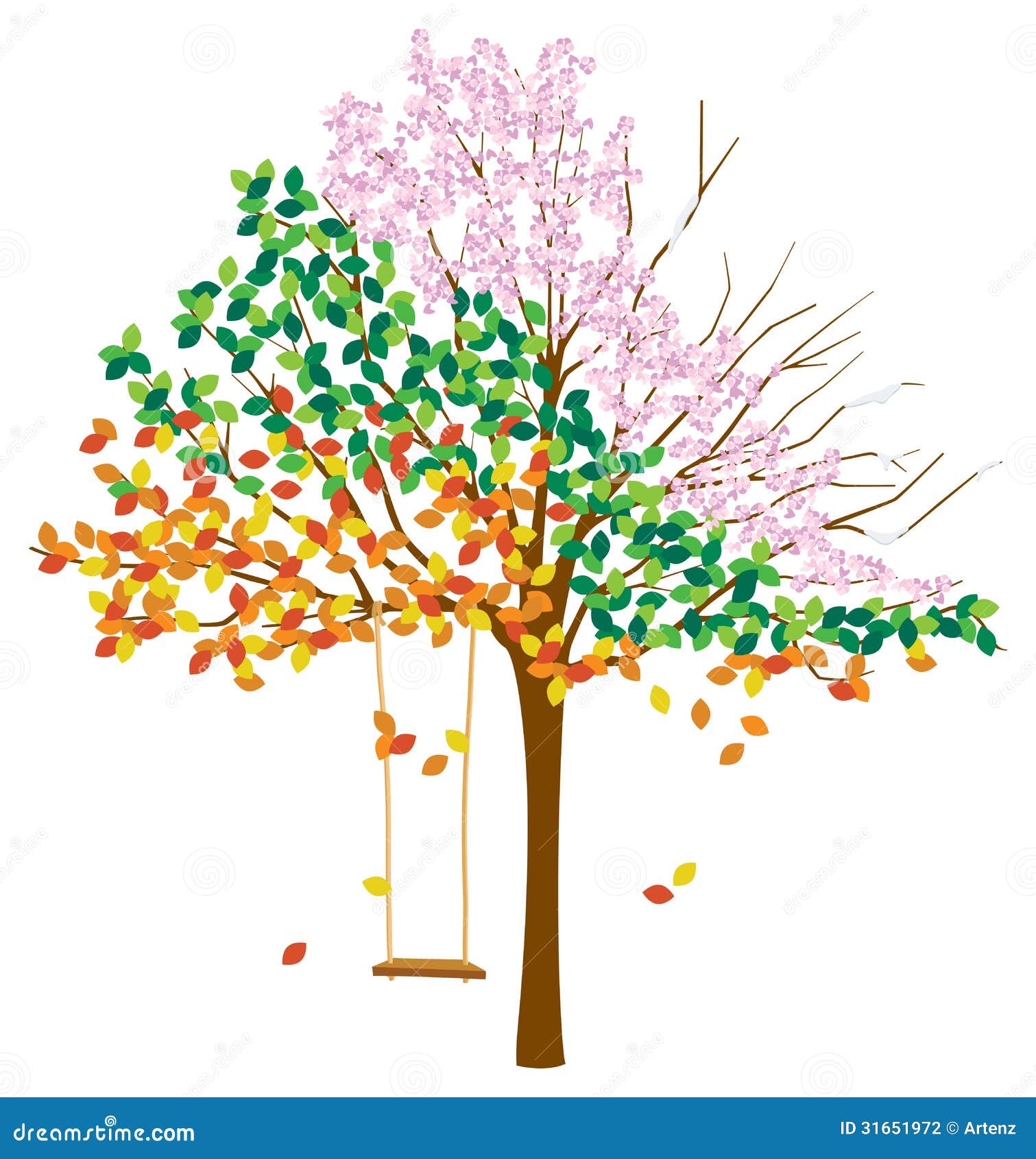 Tree with Multiple Seasons stock vector. Illustration of falling - 31651972