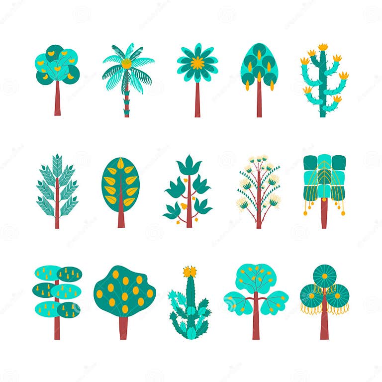 Tree Nature Object Set stock vector. Illustration of cartoon - 211221726