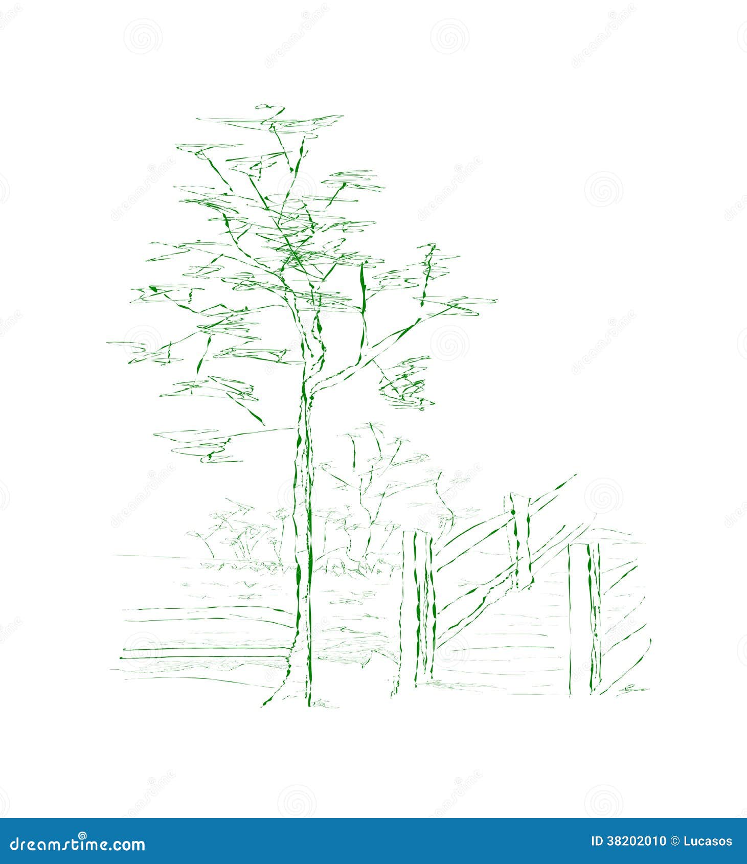 Tree near bridge. stock vector. Illustration of branch - 38202010