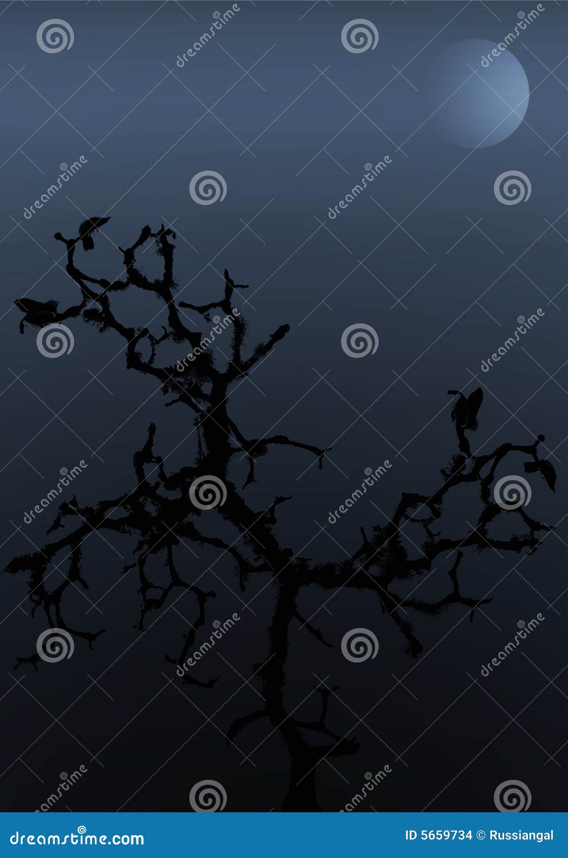 Tree at night stock illustration. Illustration of horror - 5659734