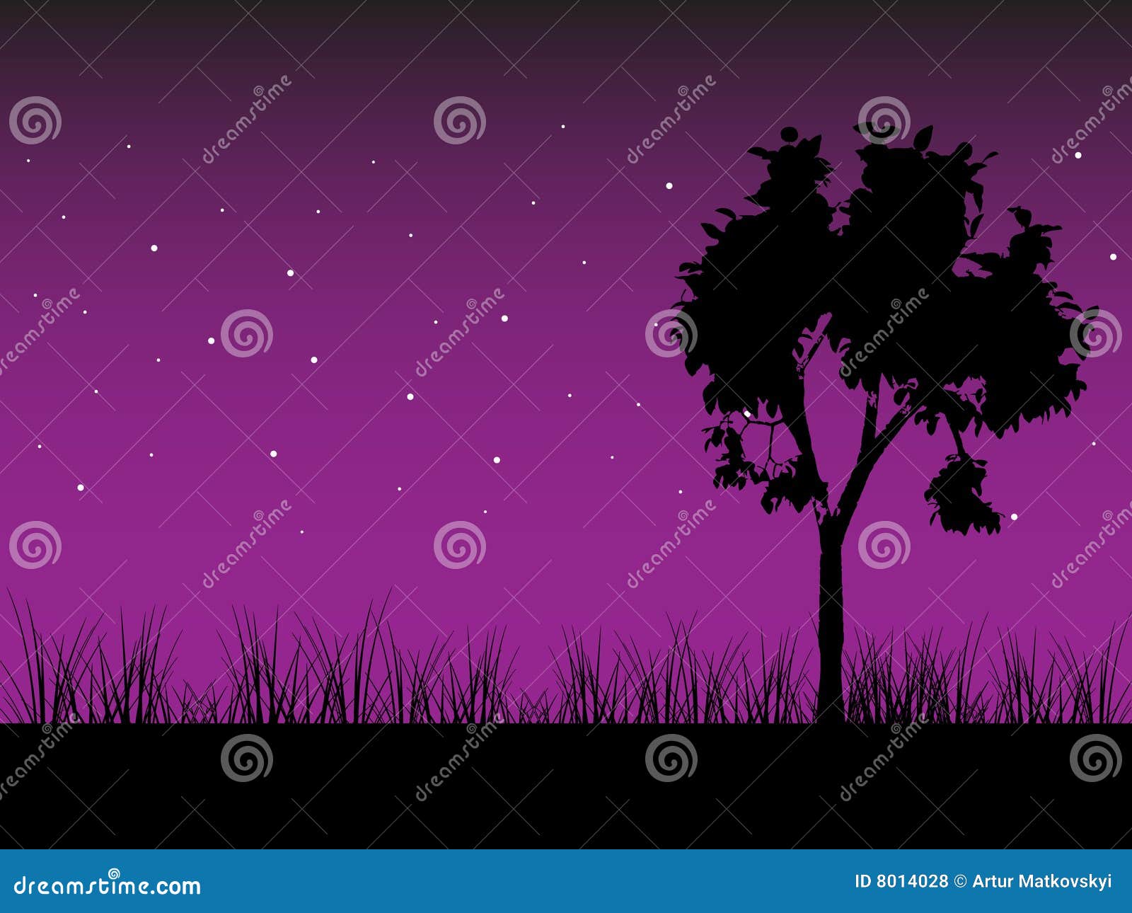 Tree in the night. Vector. stock vector. Illustration of back - 8014028