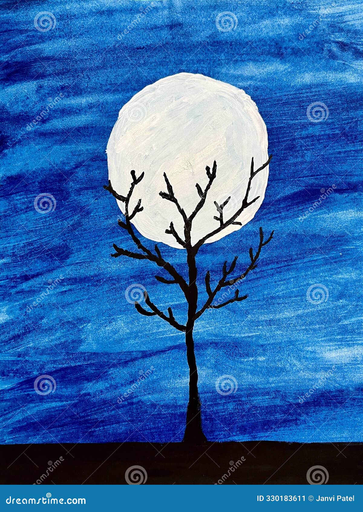 Tree in the night stock image. Image of drawing, painting - 330183611
