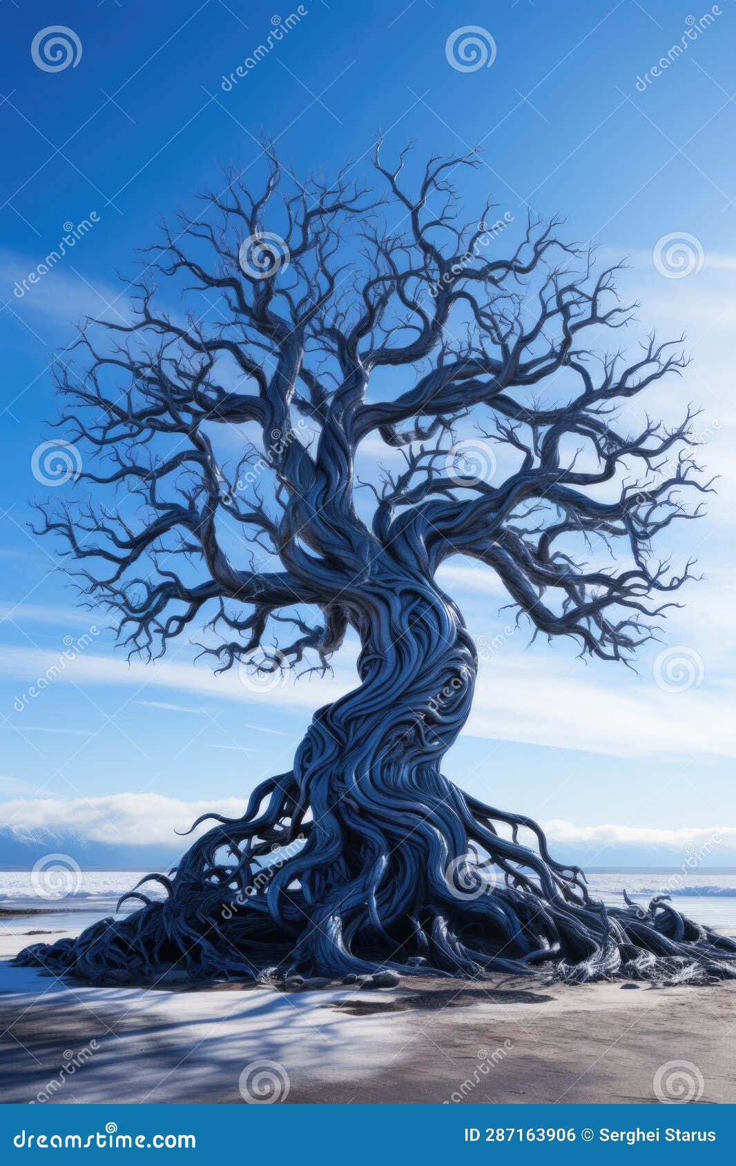 A Tree with No Branches on it in the Middle of a Field. Generative AI ...