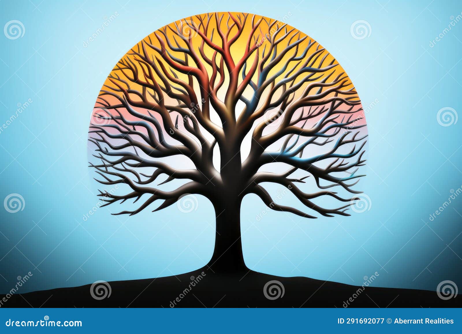 A Tree with No Leaves on a Blue Background Stock Illustration ...