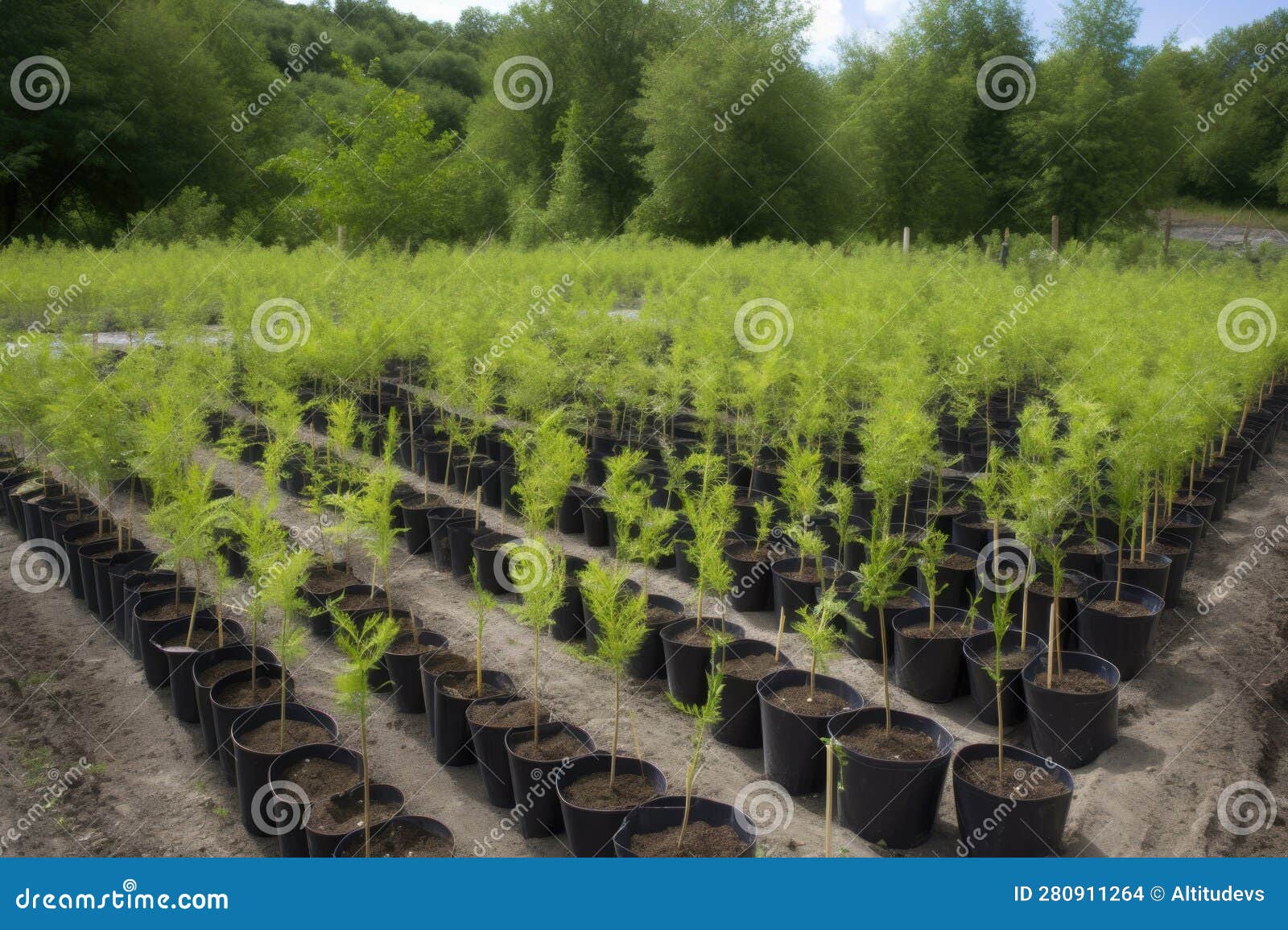 Tree Nursery with Newly Planted Seedlings and Young Trees Stock Photo ...