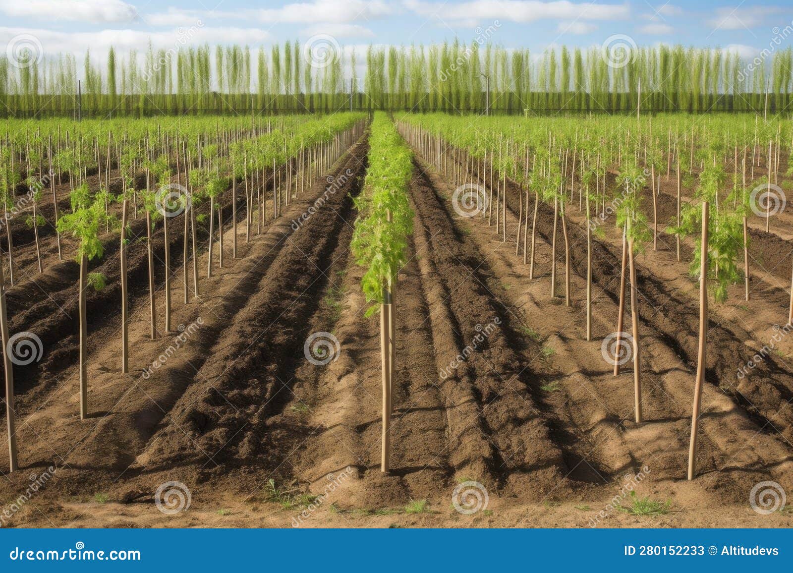 Tree Nursery with Rows of Young Trees Ready for Planting Stock ...