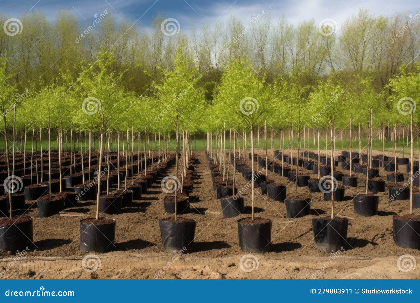 Tree Nursery with Young Trees Being Nurtured for Future Planting Stock ...