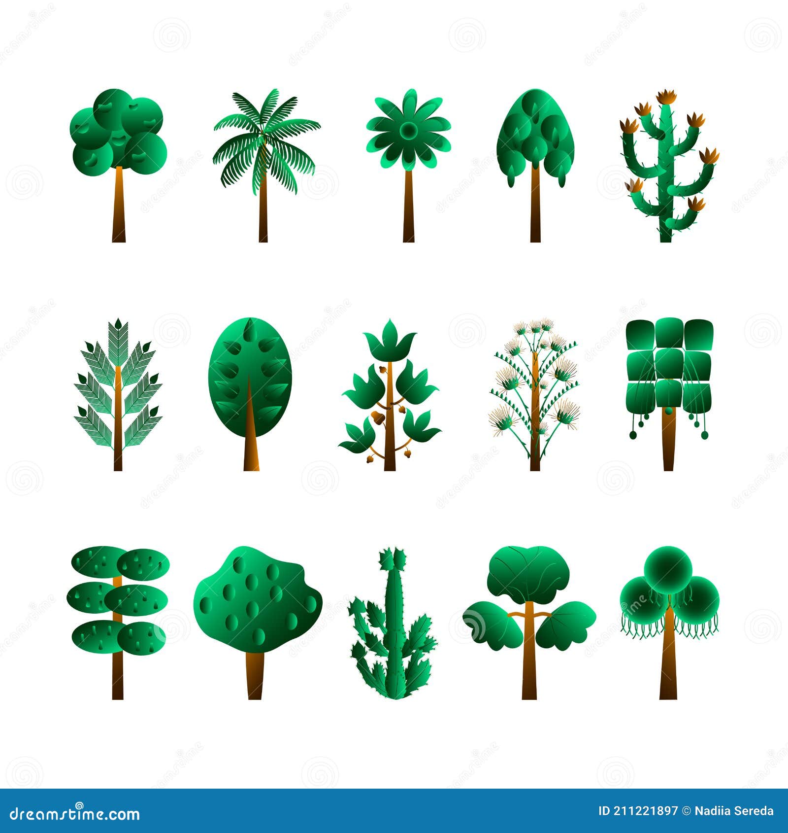 Tree Object Set stock vector. Illustration of floral - 211221897