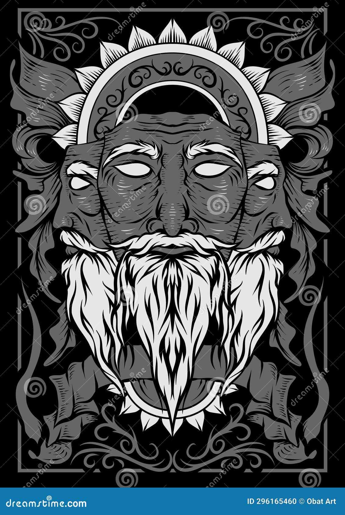 The Tree Old Man Face Vector Illustration Stock Illustration ...