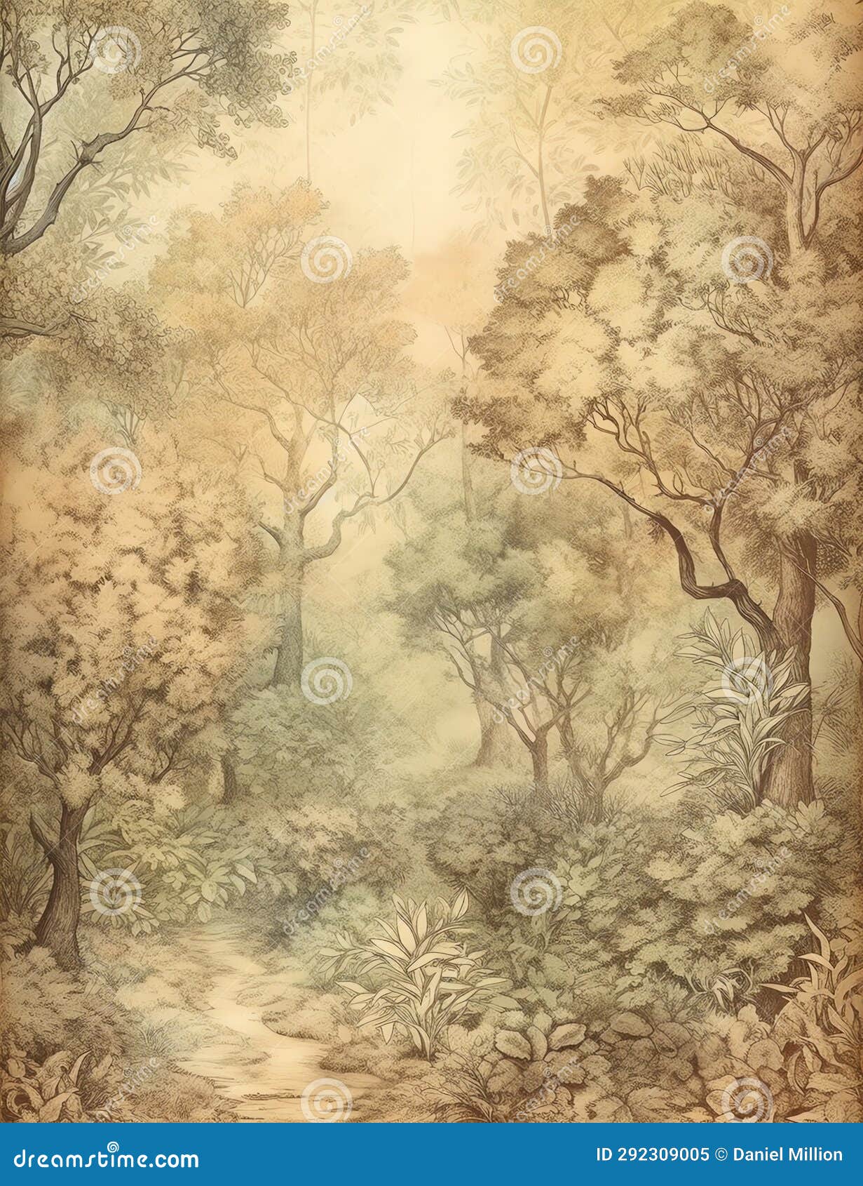 Tree Old Paper, Vintage Digital Paper Stock Illustration - Illustration ...