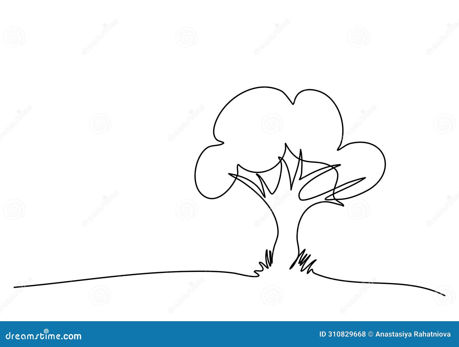 Tree. One Line Drawing Animation with Alpha Channel Stock Illustration ...