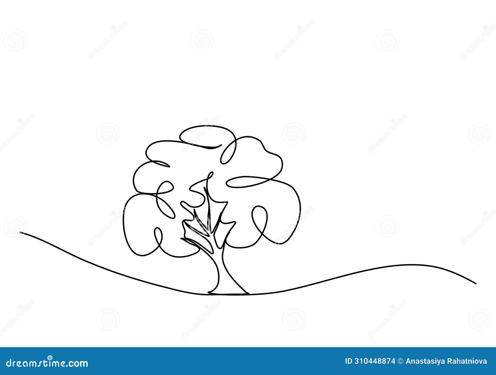 Tree, One Line Drawing Vector Illustration Stock Vector - Illustration ...