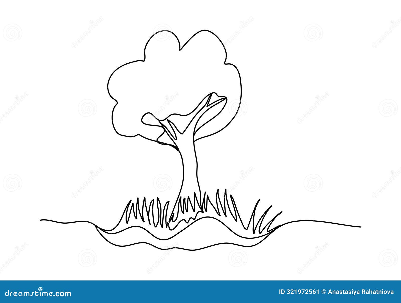 Tree. One Line Drawing Vector Illustration Stock Vector - Illustration ...