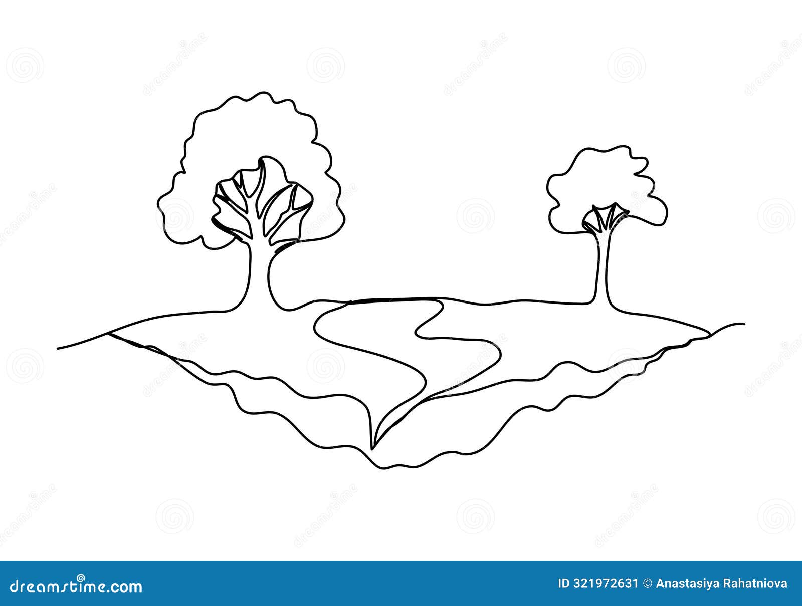 Tree. One Line Drawing Vector Illustration Stock Vector - Illustration ...