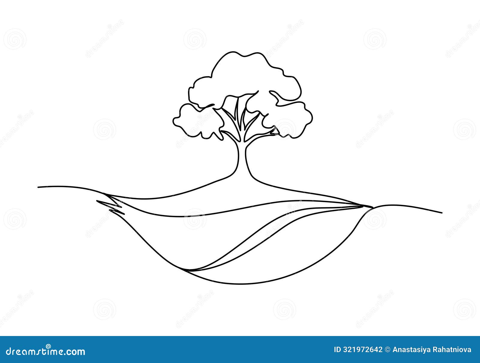 Tree. One Line Drawing Vector Illustration Stock Vector - Illustration ...