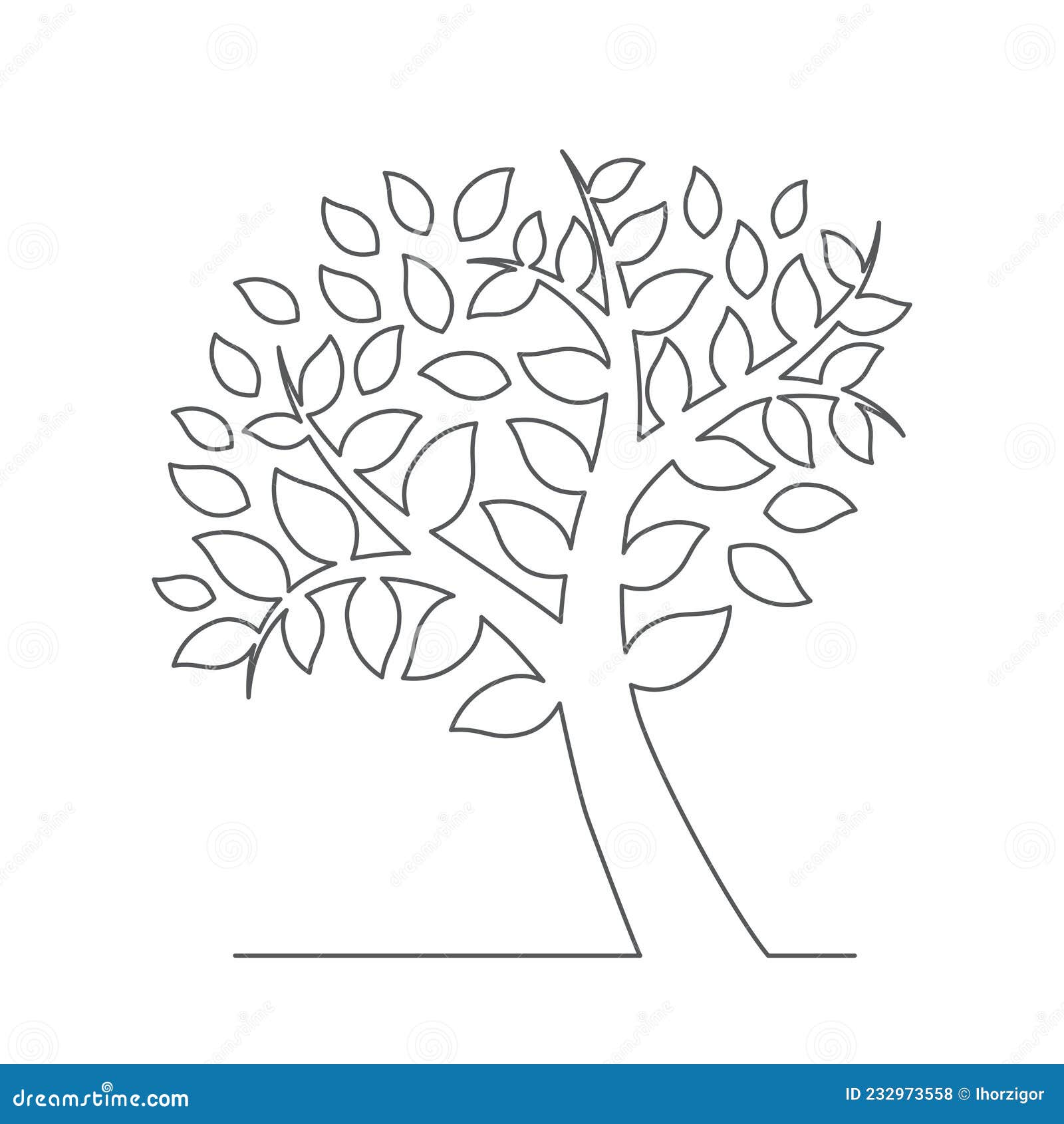 Tree. One line drawing stock vector. Illustration of outline - 232973558