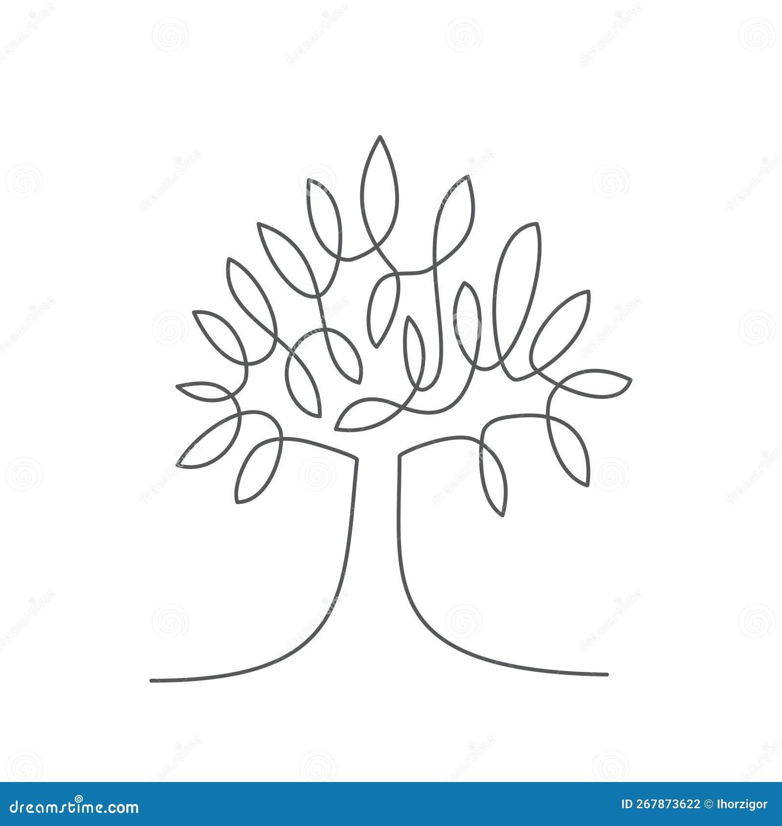 Tree One Line Drawing on White Background Stock Vector - Illustration ...