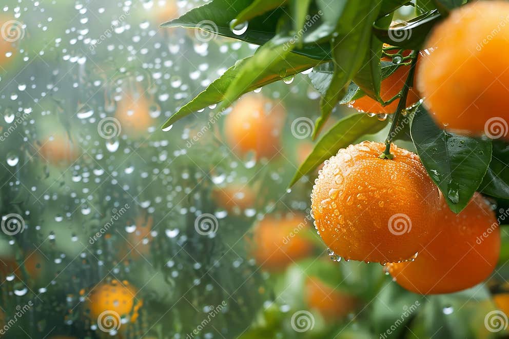 A Tree with Oranges on it is Raining Stock Image - Image of agriculture ...