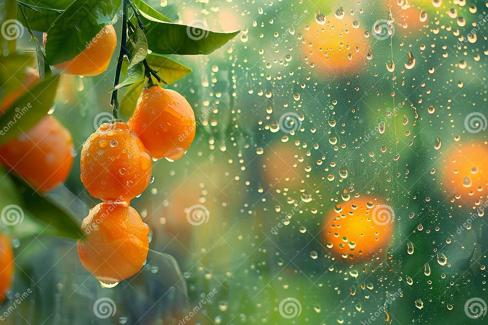 A Tree with Oranges on it is Raining Stock Image - Image of agriculture ...