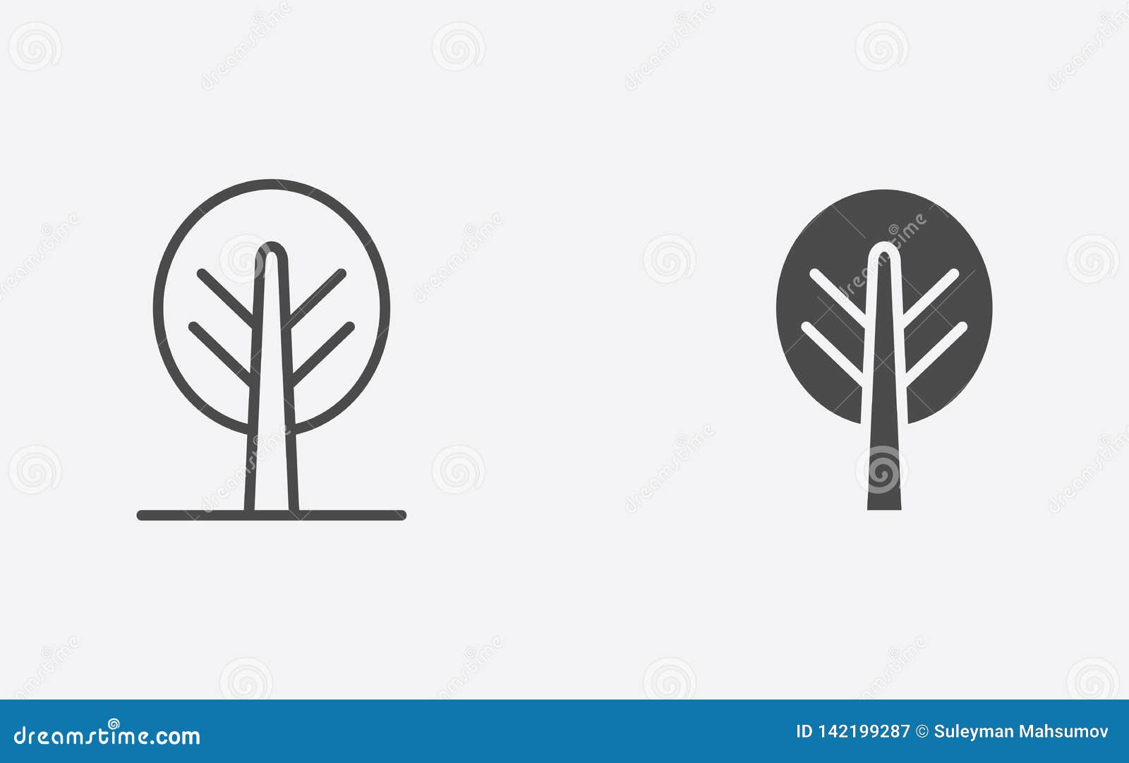 Tree Outline and Filled Vector Icon Sign Symbol Stock Vector ...