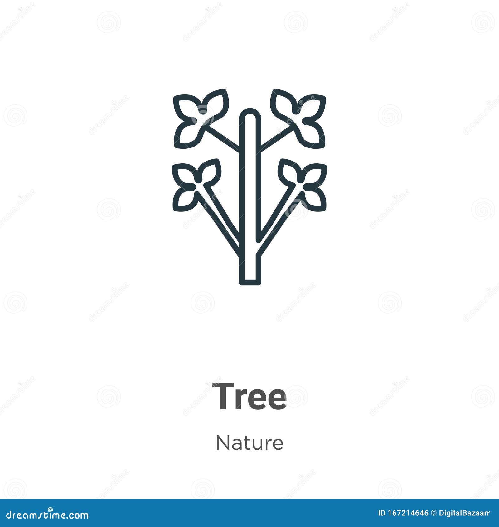 Tree Outline Vector Icon. Thin Line Black Tree Icon, Flat Vector Simple ...