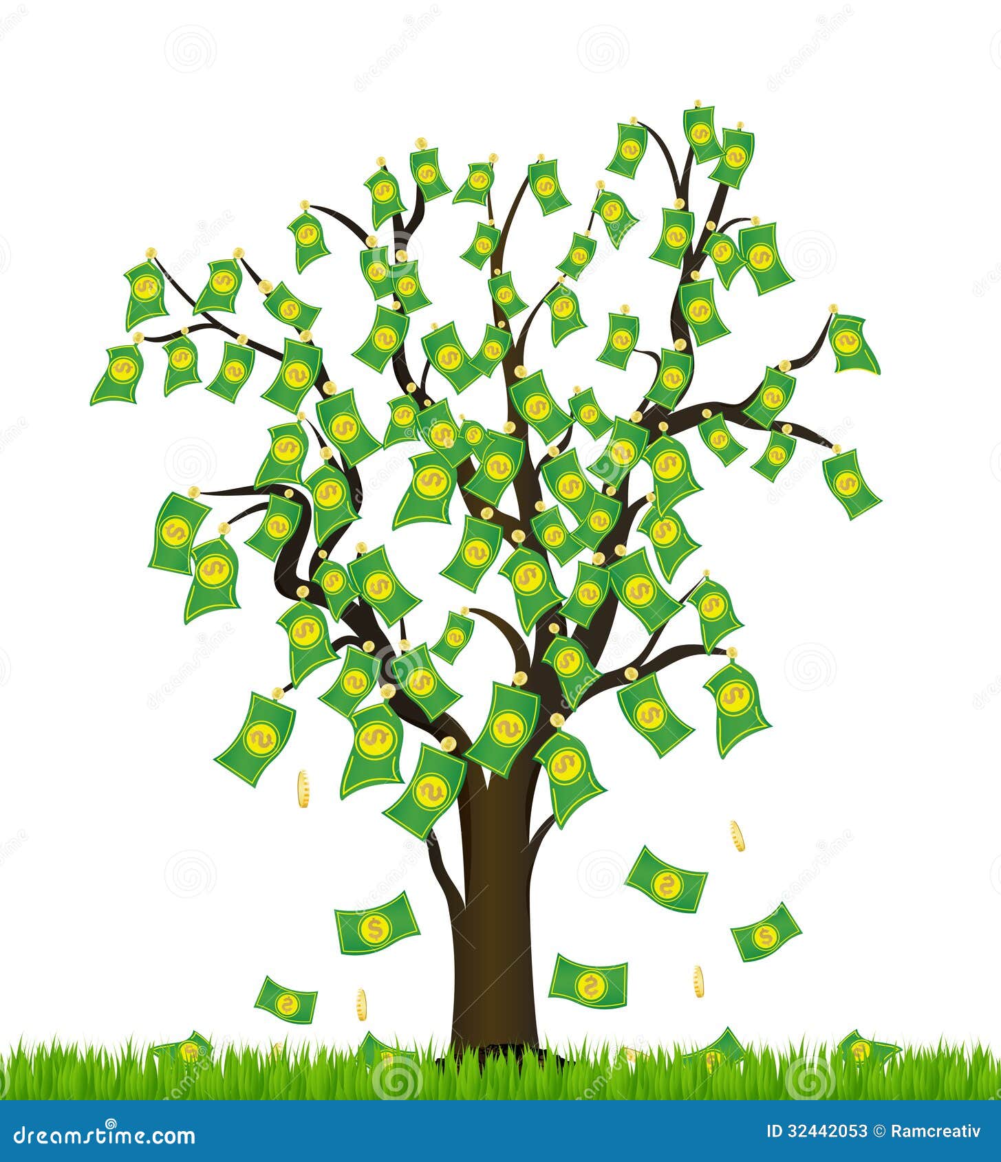 Tree Overgrown With Money. Business Success Stock Vector - Illustration ...